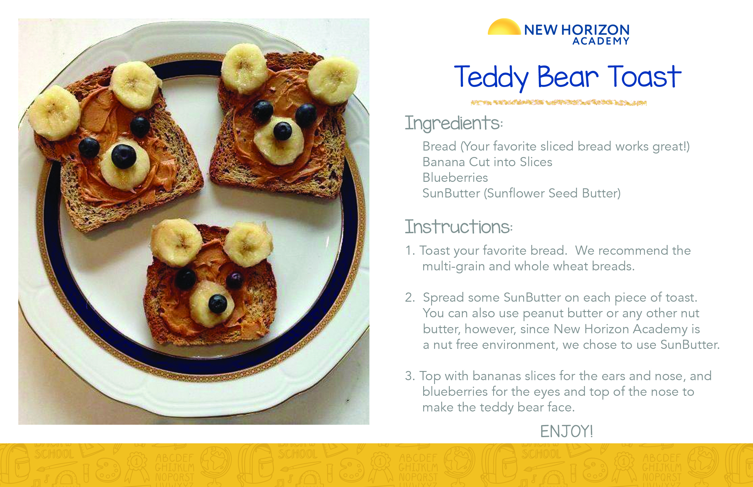 Teddy Bear Toast - New Horizon Academy