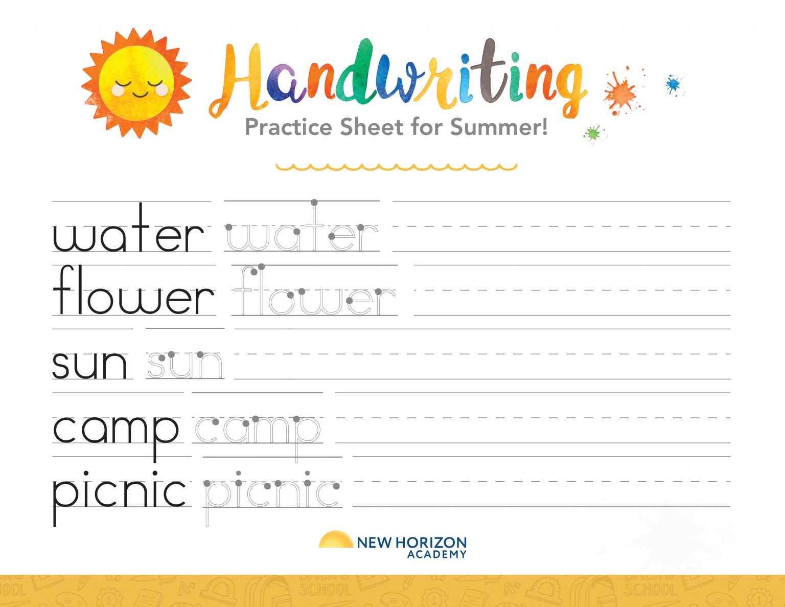 Summer Handwriting Practice for Kids | Printable Worksheet