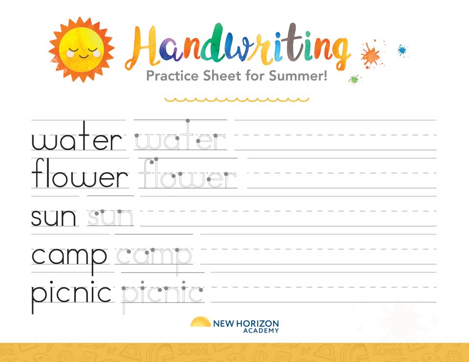 Summer Handwriting Practice for Kids | Printable Worksheet