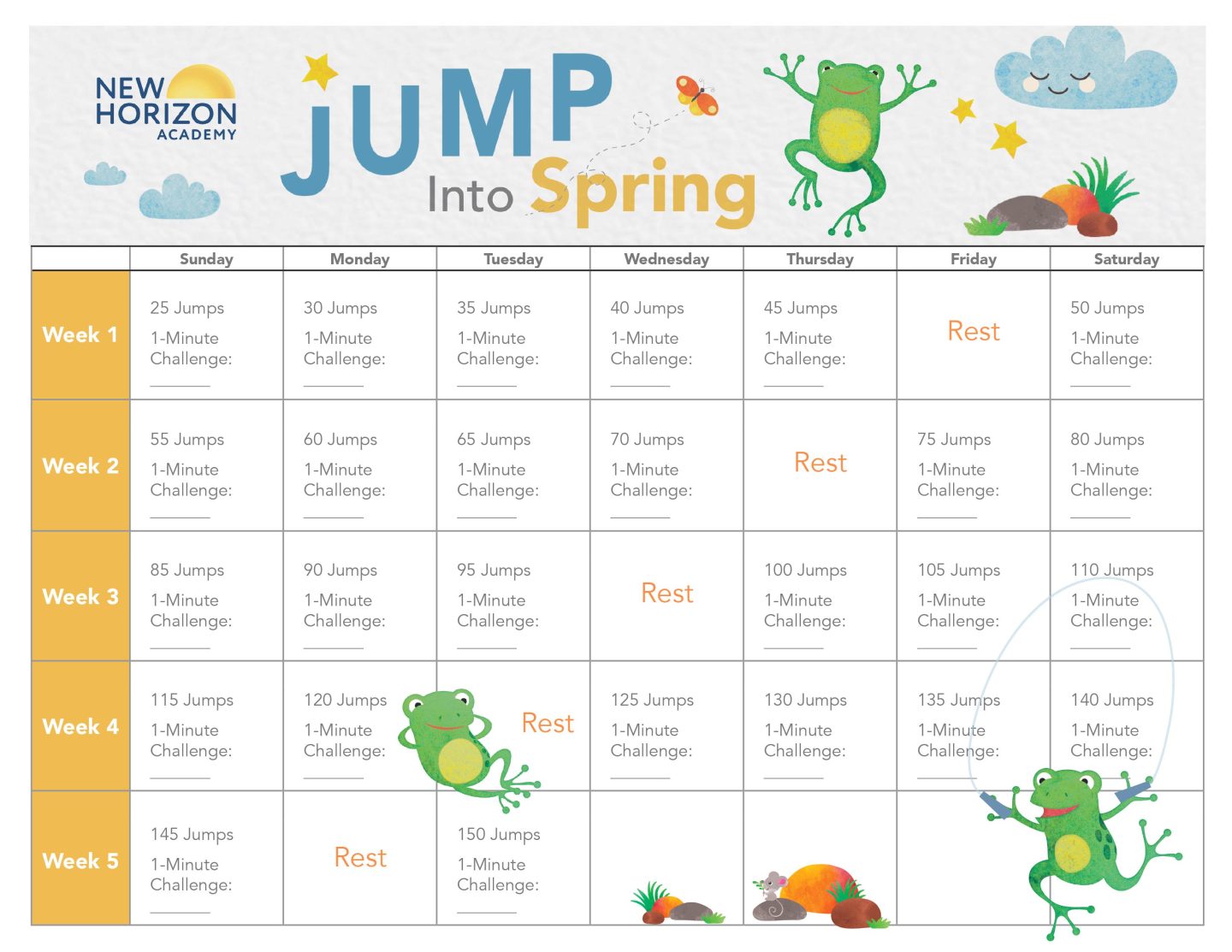 Jump into Spring Challenge - New Horizon Academy